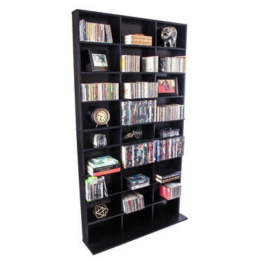 Atlantic 36" Drawbridge XL Wood Media Storage Shelf and Bookcase, 10 ...