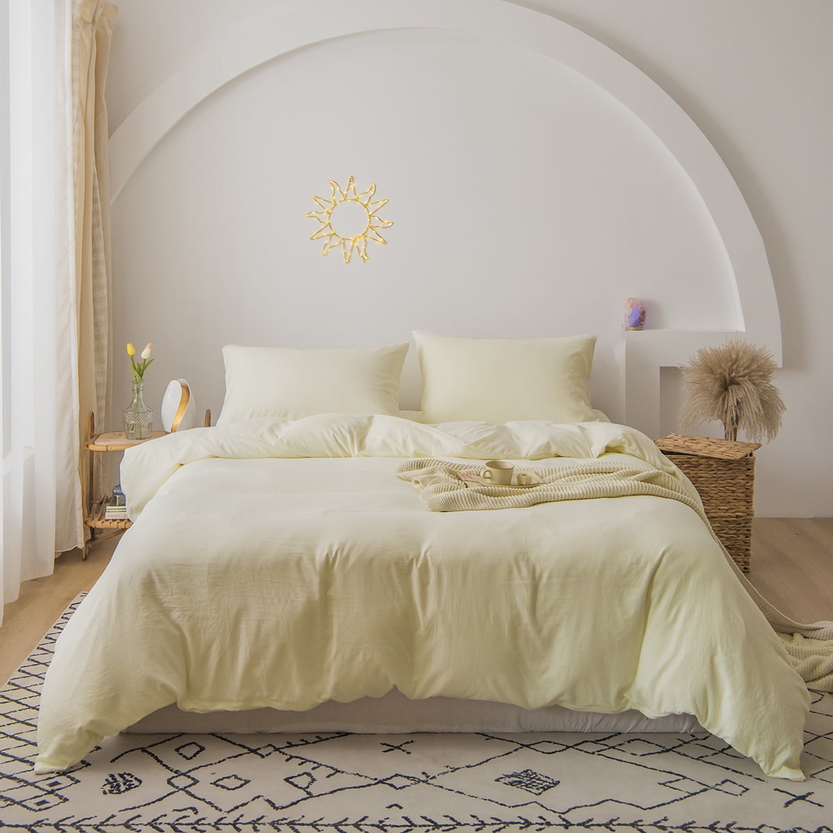 Light Beige Bedding Sets King Beige Duvet Cover Set Solid Pattern ...