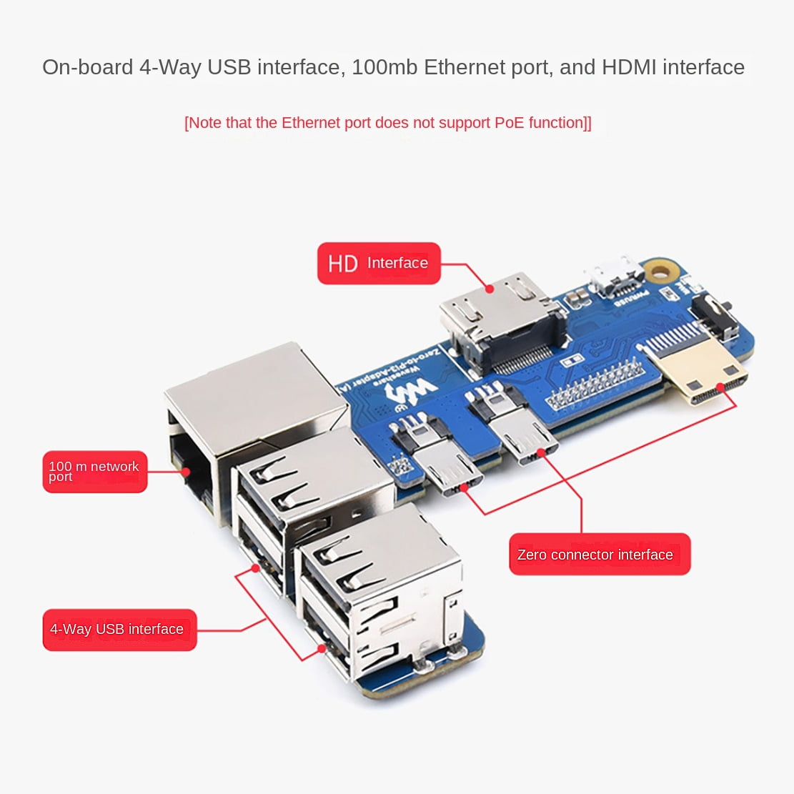 Buy Zero to 3B Expansion Board for Raspberry Pi 3B Series (3B/3B+) Motherboard 4-Way USB ...