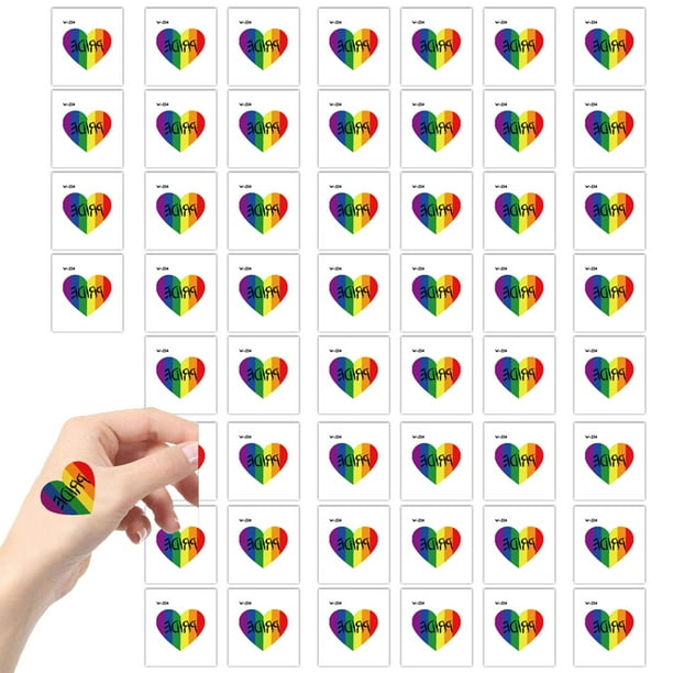 52 Pieces Pride Rainbow Temporary Tattoos Rainbow Flag Stickers ...