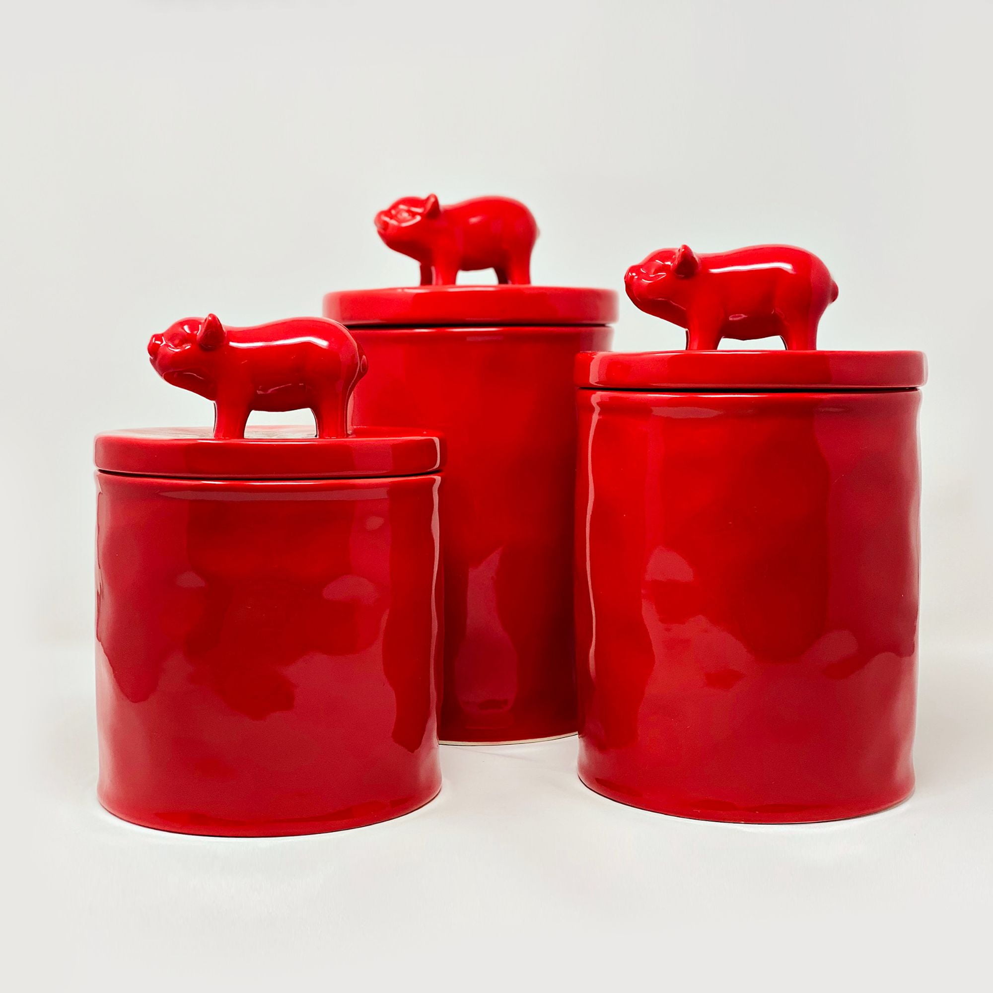 Pigs Sitting Atop the Canisters CANISTER SET Home & Living Jars ...