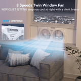 "Shinic 9"" Dual Twin Window Fan, 3-Speed, with Bug Screen, Adjustable ...