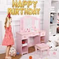 Kids Vanity Set with Mirror and Drawer - Girls' Vanity Table and Chair ...