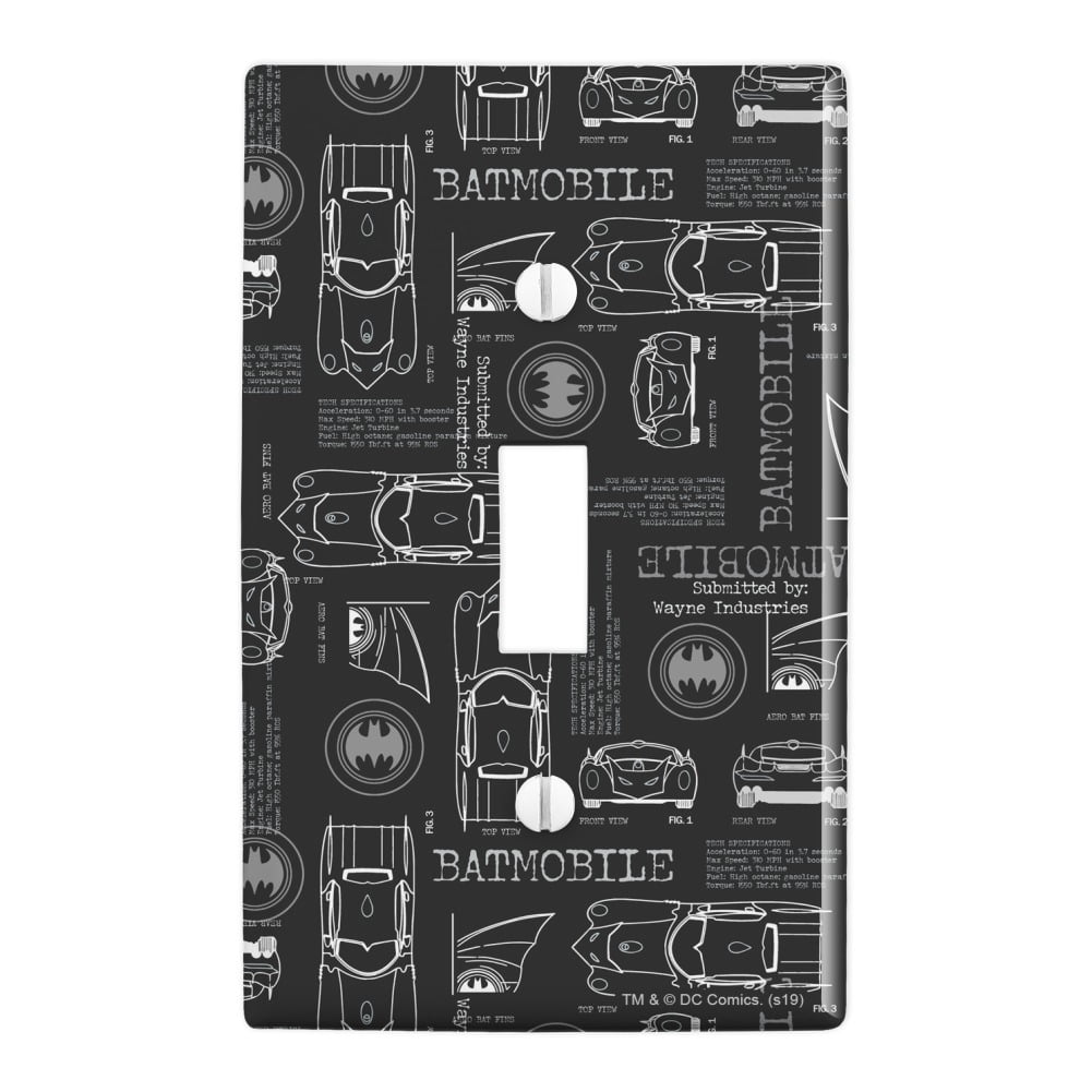 Batman Batmobile Blueprint Pattern Plastic Wall Decor Toggle Light ...