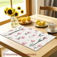 4pcs Elegant Floral Placemats,with Pink Tulips & Bows table mat, for ...