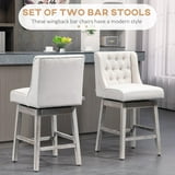 HOMCOM Set of 2 Counter Height Bar Stools, 180 Swivel, Solid Wood, Anti ...