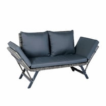 Outdoor Storage Bench with Cushion, 27 Gallon Wicker Patio Furniture ...