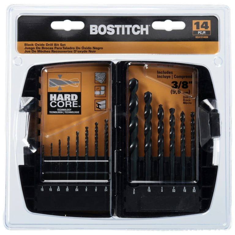 BOSTITCH Black Oxide Drill Bit Set 14 Piece Clamshell BSA1S14BM Walmart