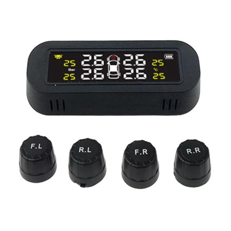 Wireless USB Tire Monitor Solar Pressure Monitoring System with 4 ...