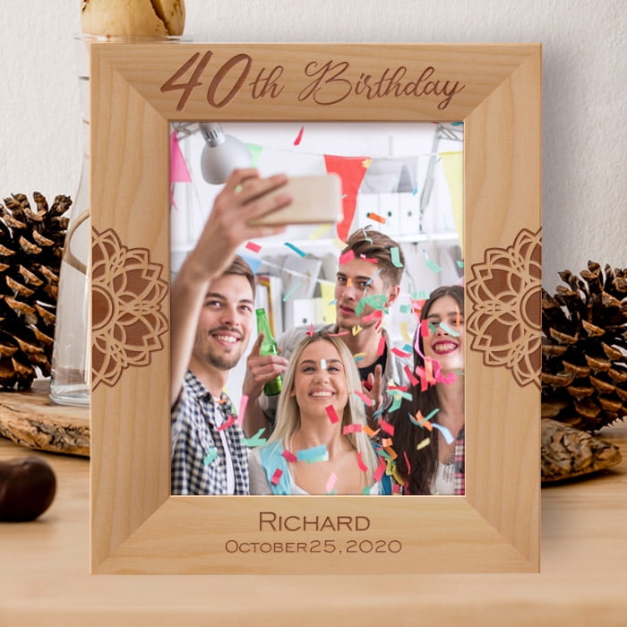 40th Birthday Personalized Wooden Frame 8" x 10" Brown (Vertical ...
