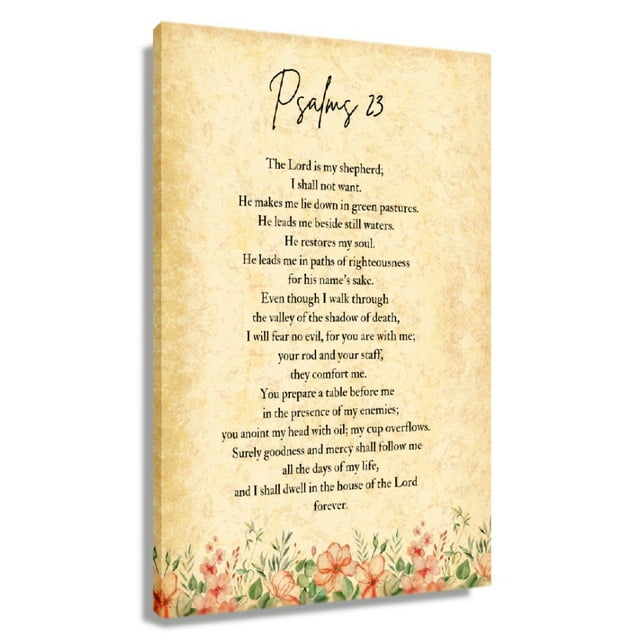 Psalms 23 Wall Art Bible Verse Poster Flower Wall Decor For Bedroom ...