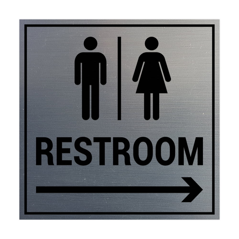 Square Restroom Sign (Brushed Silver) - Large - Walmart.com