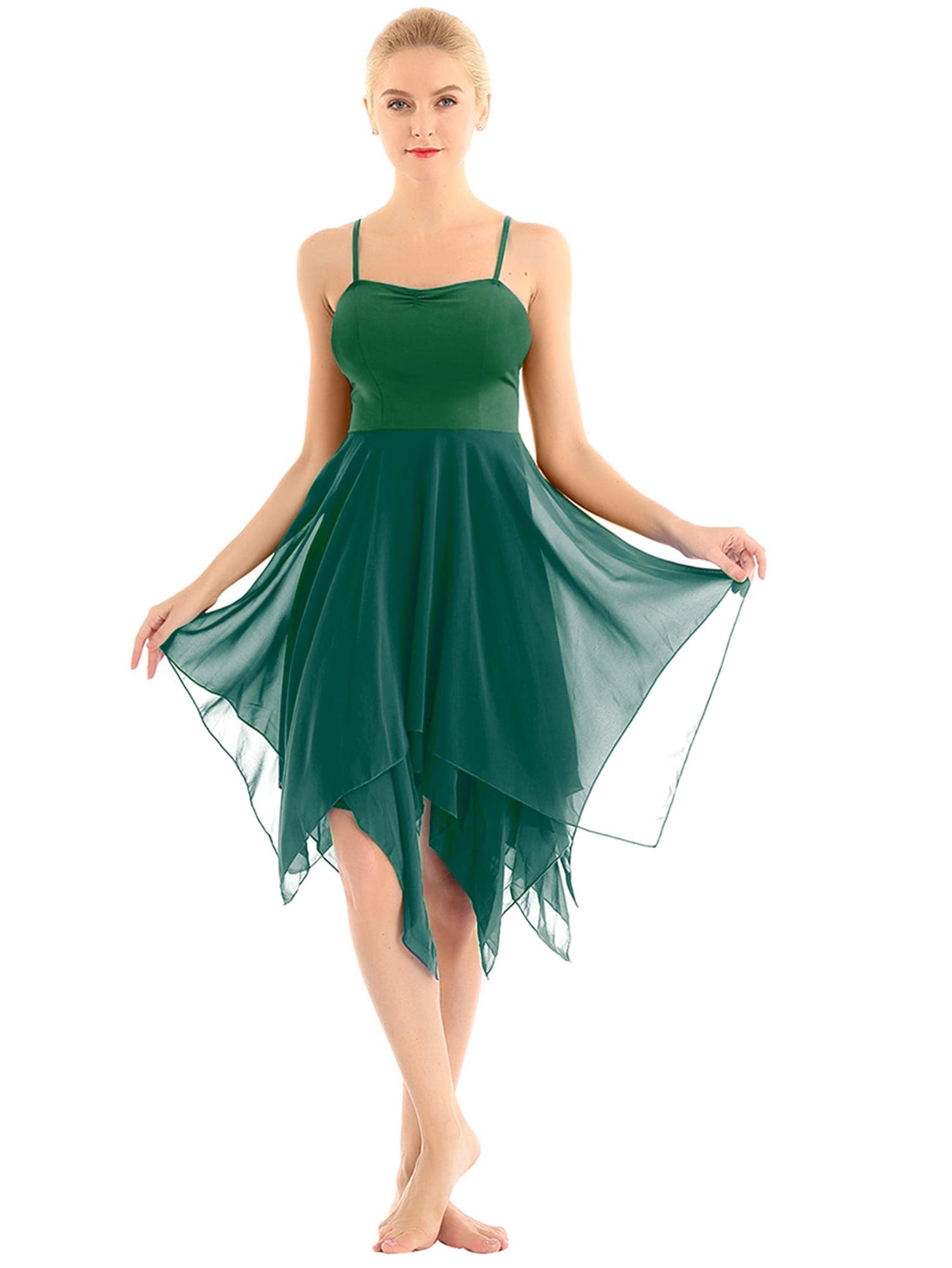 iEFiEL Women's Lyrical Chiffon Ballet Dance Dress Asymmetric High-Low ...
