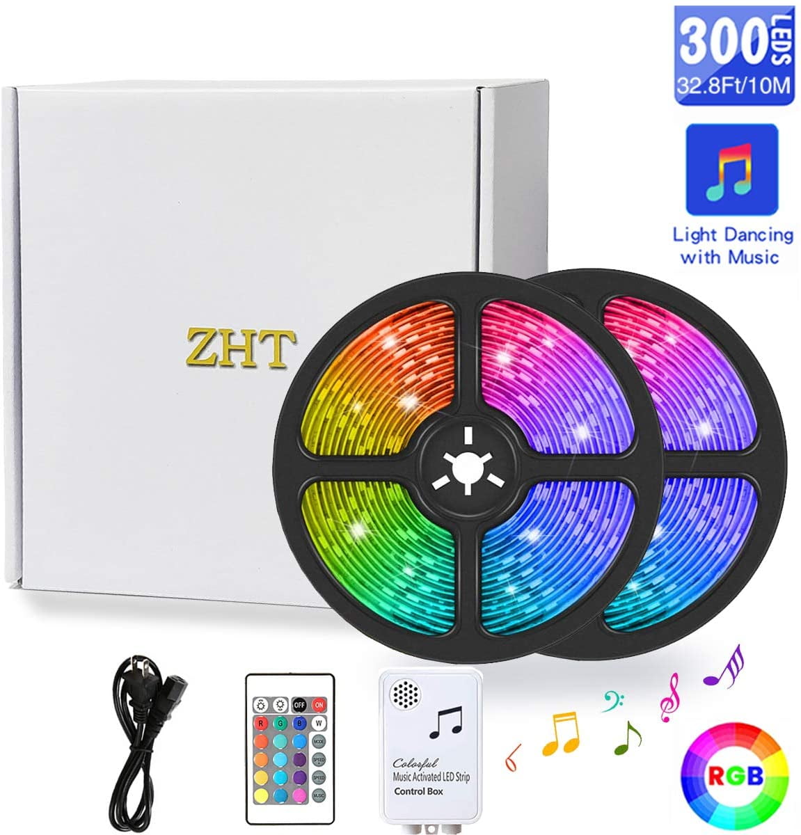 LED Light Strips Sync to Music, 32.8ft 10M RGB LED Rope Light Bar ...