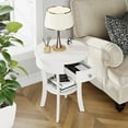 Costway 2-Tier Round Side End Table with Drawer, Storage for Small ...