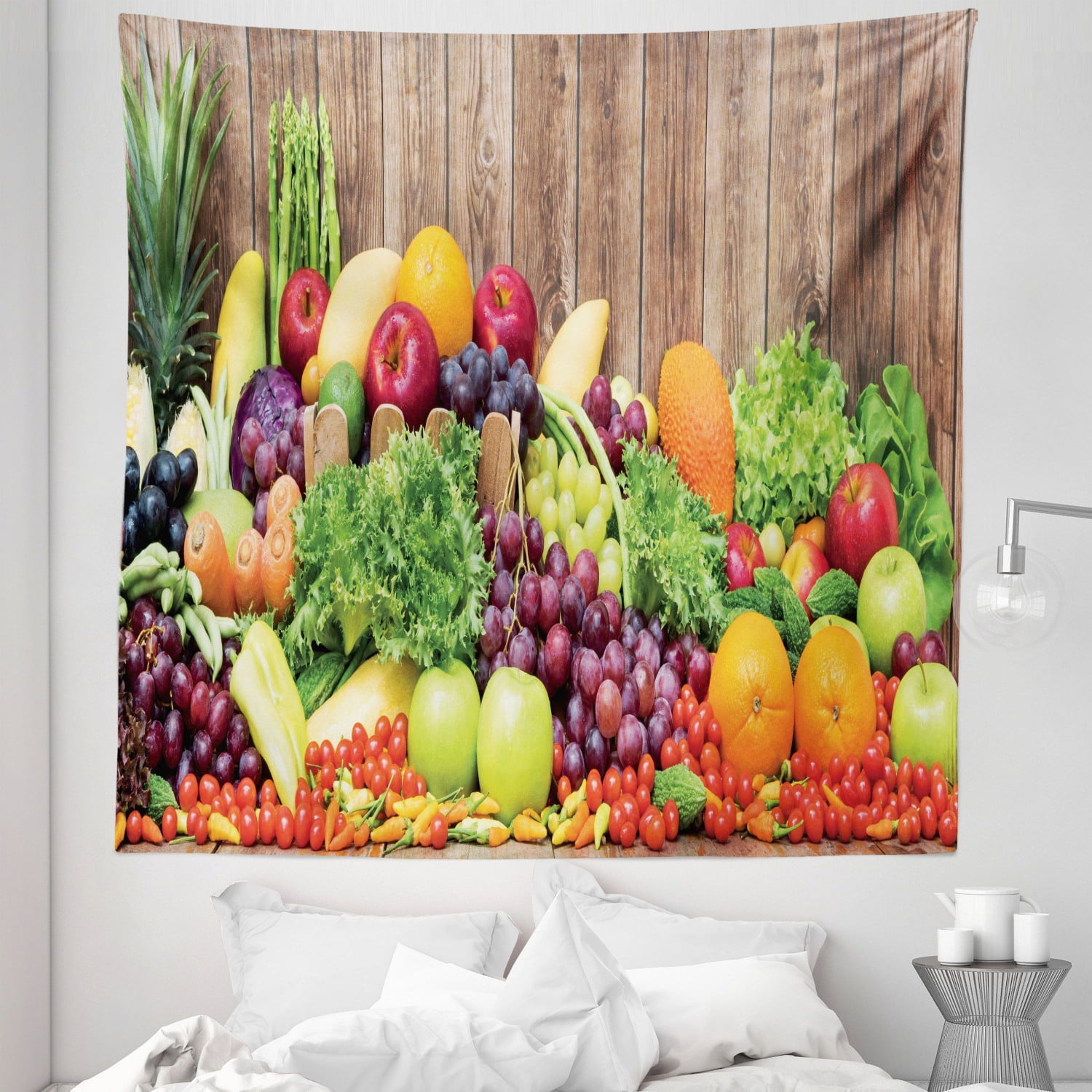 Food Tapestry, Eats Themed Photo of Tropical Look Fruits and Vegetables ...