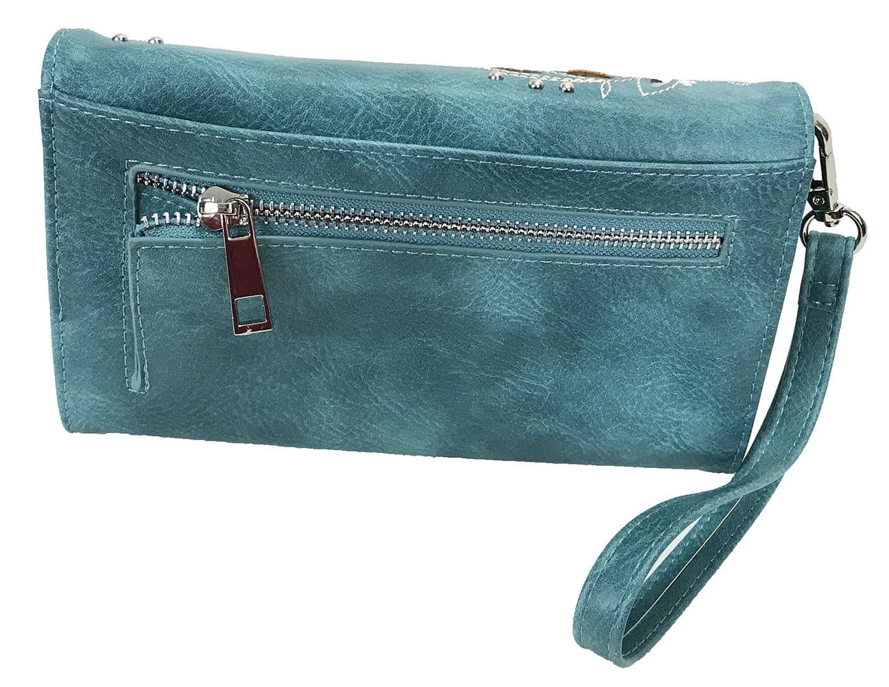 Zzfab Rhinestone Cross Embroidered Floral Western Cross Wallet ...