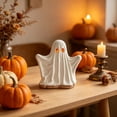 Ceramic Ghost LED Light, Cute White Ghost Figurine Lamp for Halloween ...