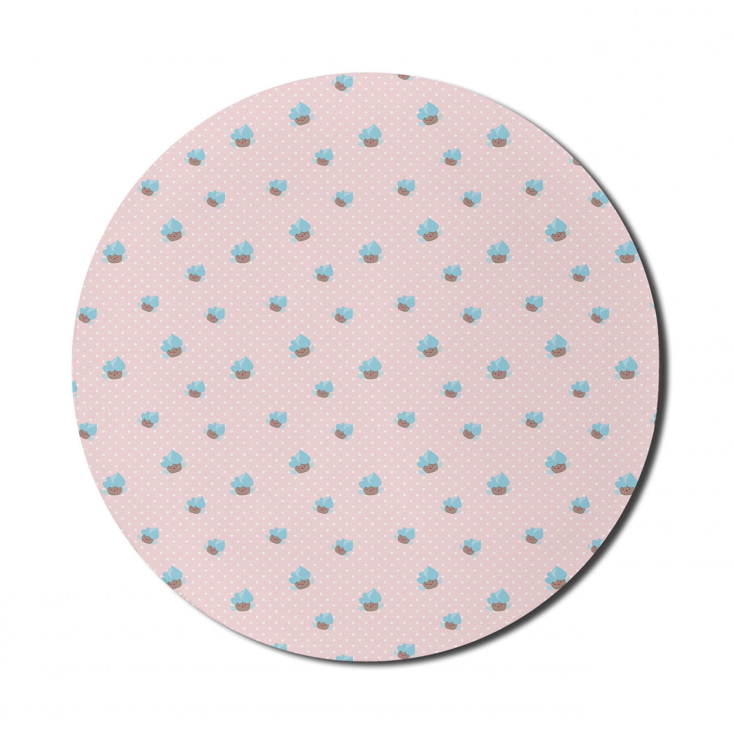 Cartoon Mouse Pad for Computers, Repeating Cupcakes with Polka Dots on ...