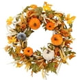 Northlight Velvet Pumpkins and Wheat Artificial Fall Harvest Wreath ...