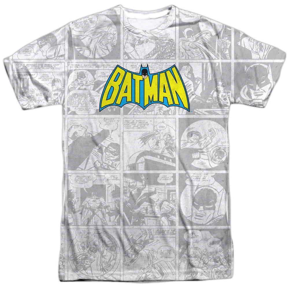 Dc/vintage Bat Strip - S/s Adult 100% Poly Crew - White - Sm - Walmart.com