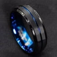 AkoaDa Men's Fashion 8mm Black Brushed Ladder Tungsten Edge Ring Blue ...