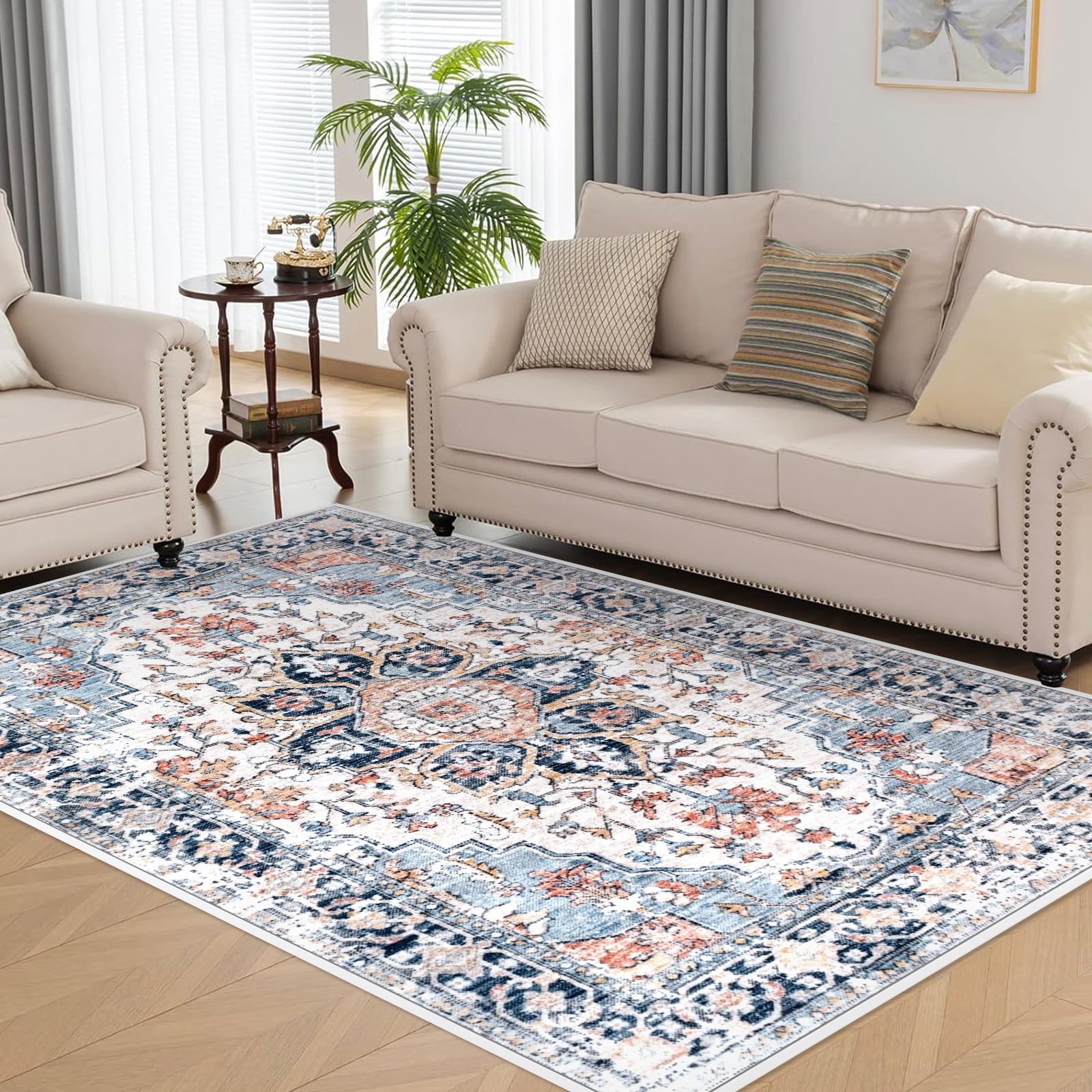 Click here for Meafeng 53X77 Vintage Area Rugs  Non-Slip Carpet W... prices