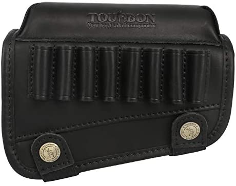 TOURBON Black Leather Buttstock Cheek Riser Rest with Rifle Shell ...