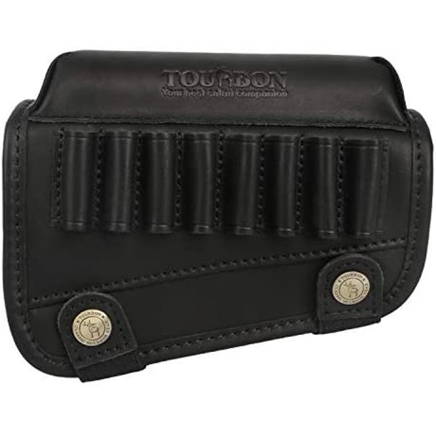 TOURBON Black Leather Buttstock Cheek Riser Rest with Rifle Shell ...