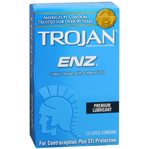 TROJAN Enz Lubricated Latex Condoms 12 Each (Pack of 3) - Walmart.com ...