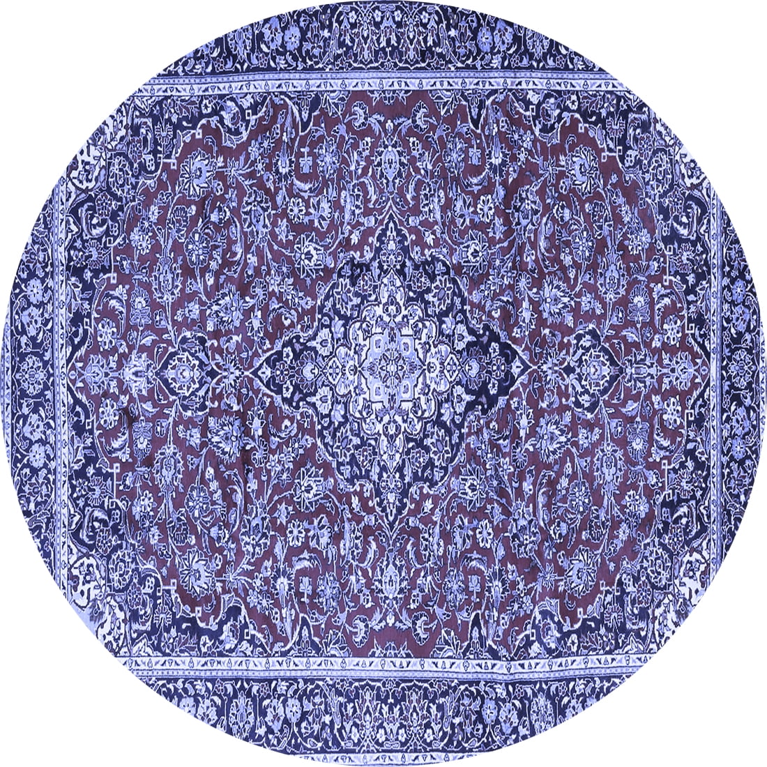 Ahgly Company Indoor Round Medallion Blue Traditional Area Rugs, 8 ...