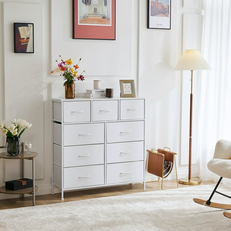 OLIXIS 5 Drawer Storage Dresser Metal Frame Wooden Top Rust OLIXIS 5 ...
