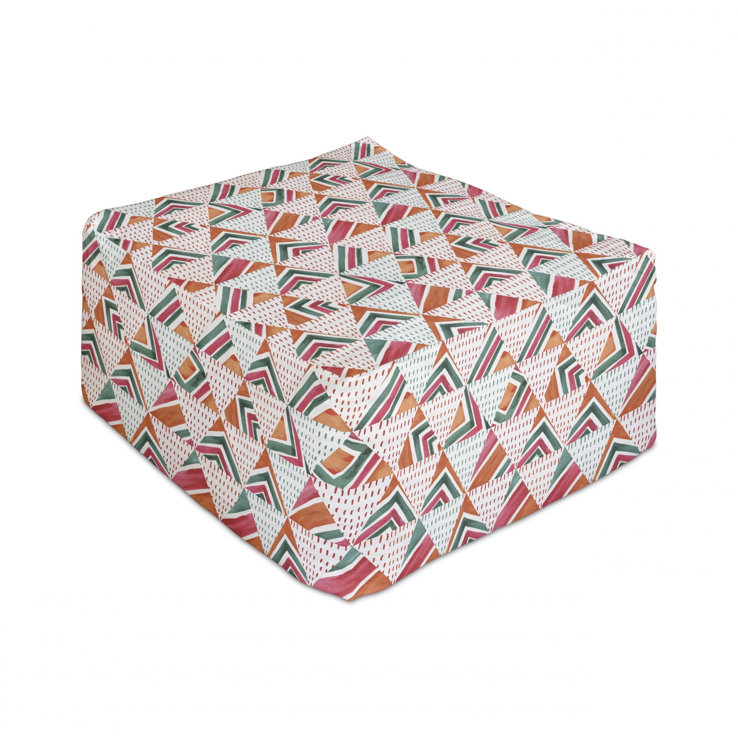 Tribal Rectangle Pouf, Vibrant Triangle Watercolor Timeless Hand Drawn ...