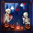 4 PCS Halloween Window Clings, Double Sided Skeleton Bloody Bat Ghost ...