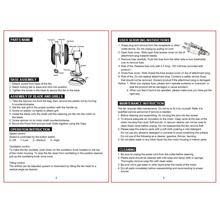 Table Fan Parts Name