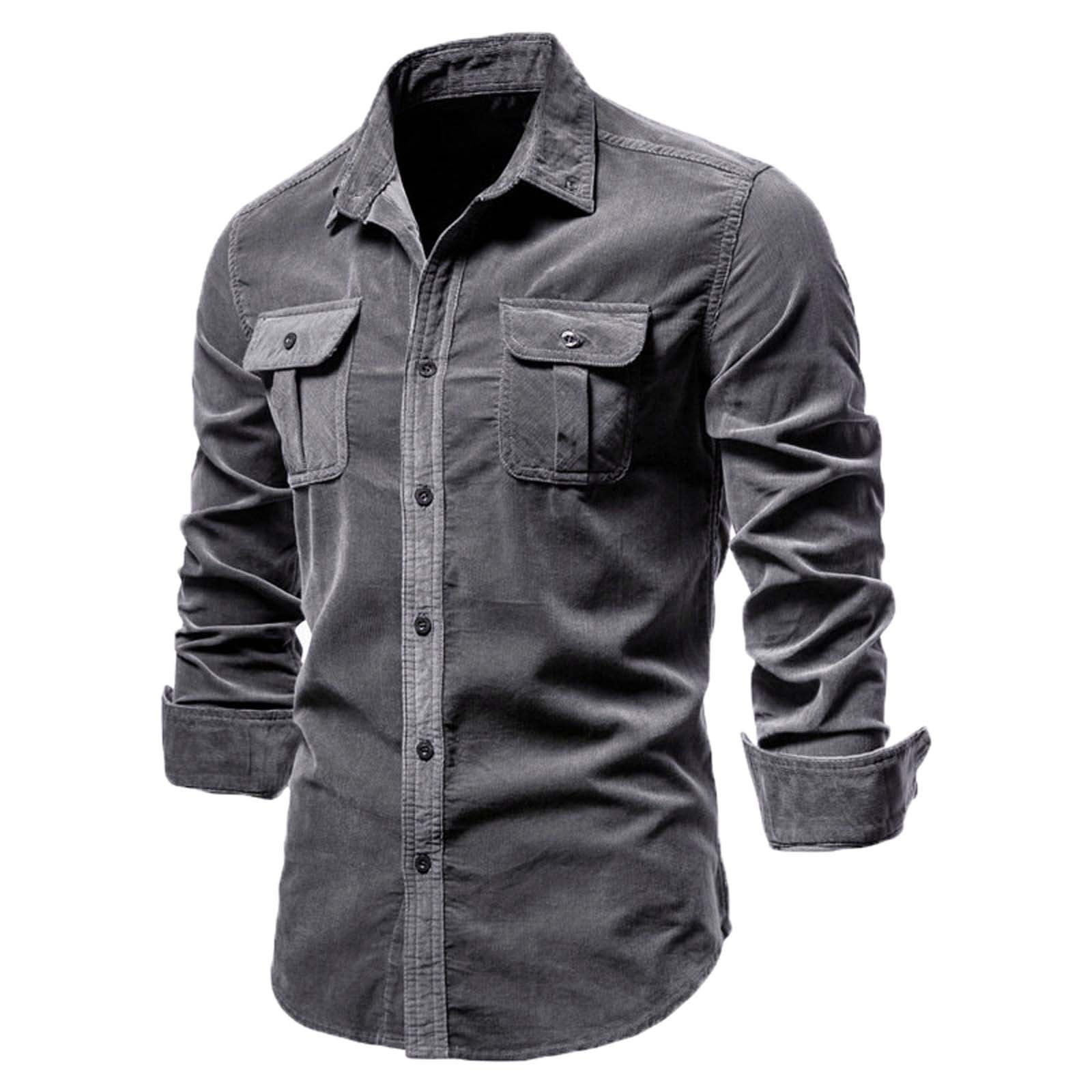Click here for Yievot Mens Cotton Corduroy Shirt Long Sleeve Butt... prices
