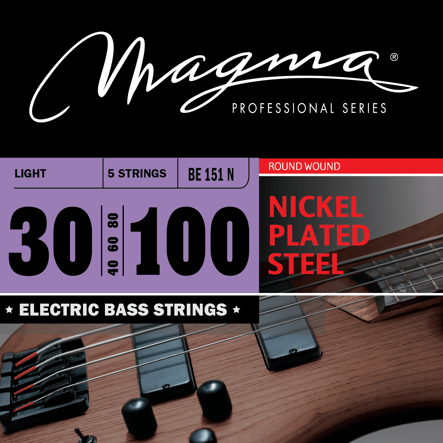 Magma Electric Bass Strings Light - Nickel Plated Steel Round Wound ...