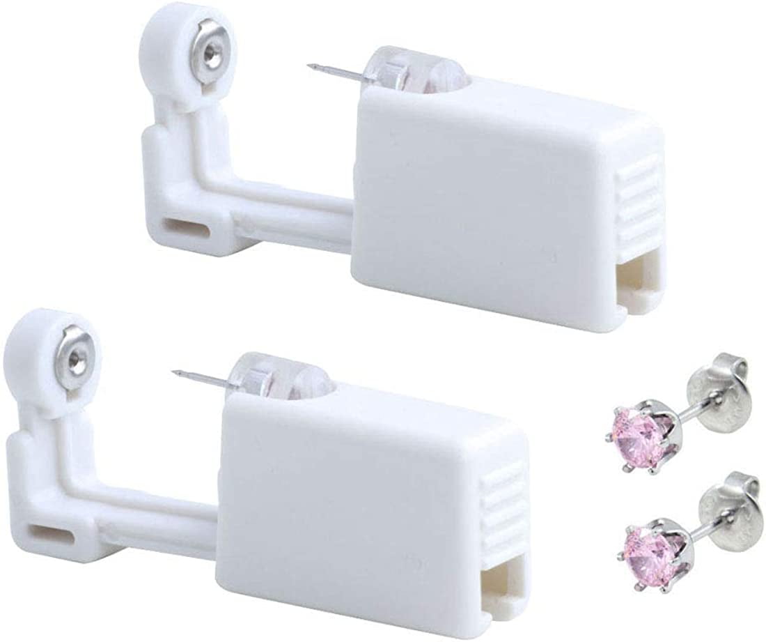2 Pack Ear Piercing Gun Earring Disposable Ear Stud Gun Sterile No Pain ...