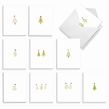 NobleWorks 20 Merry Christmas Note Cards with Envelopes (4" x 5.12 ...