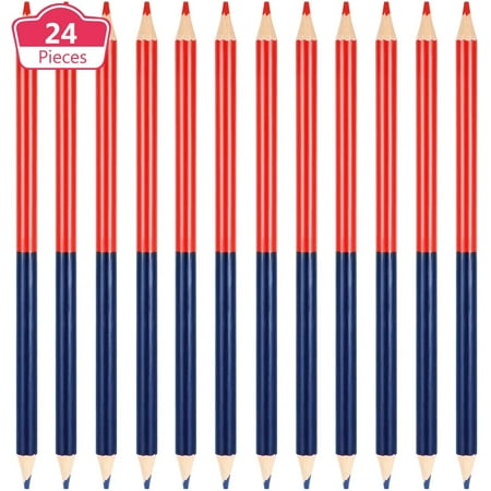 24 Pack Checking Pencils Red And Blue Erasable Pencils Pre-Sharpened ...