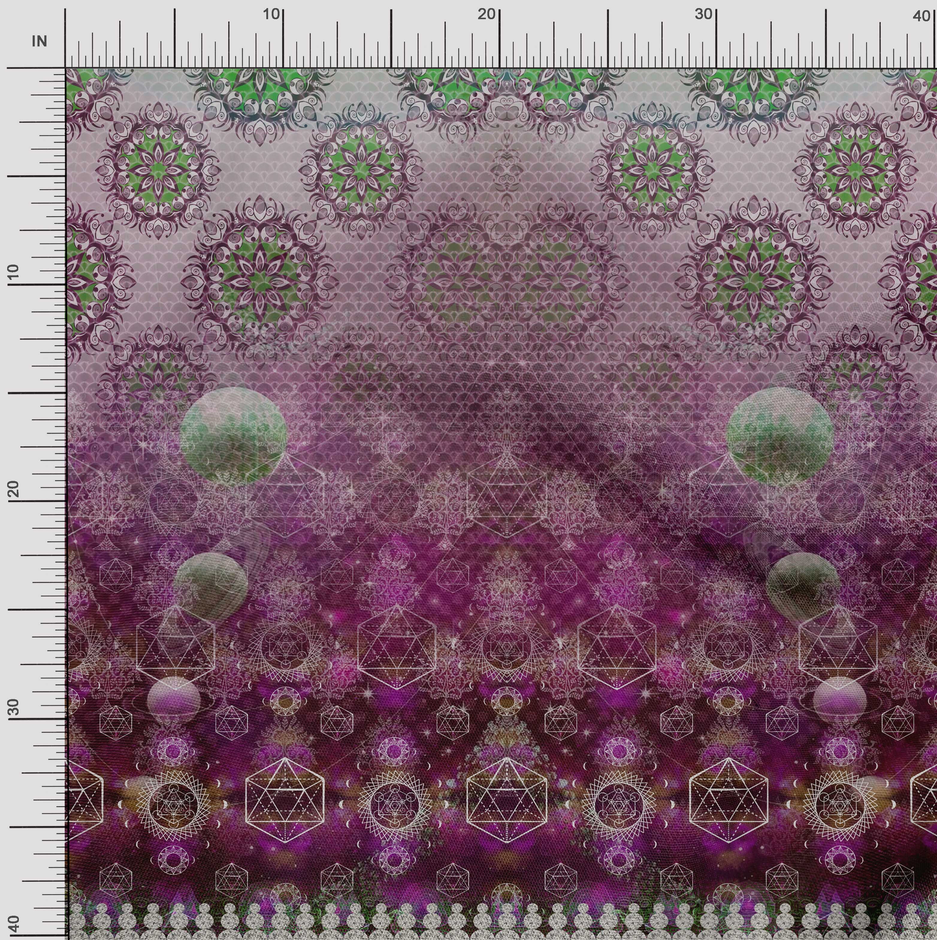 Soimoi Satin Silk Fabric Scared Geometry & Moon Panel Printed Craft ...