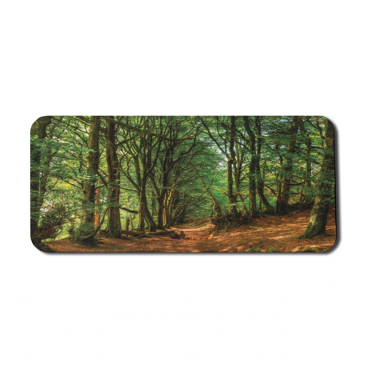 Woodland Computer Mouse Pad, Forest Scene Trees and Pathway Foliage ...