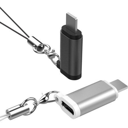 2PCS USB Type-C Female Adapter to i-OS Male Converter with Anti-Lost ...