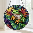 Frog Nature Scene Stained Glass Style Suncatcher, Colorful Amphibian ...