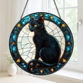 Black Cat on Crescent Moon Stained Glass Suncatcher – Decorative Window ...