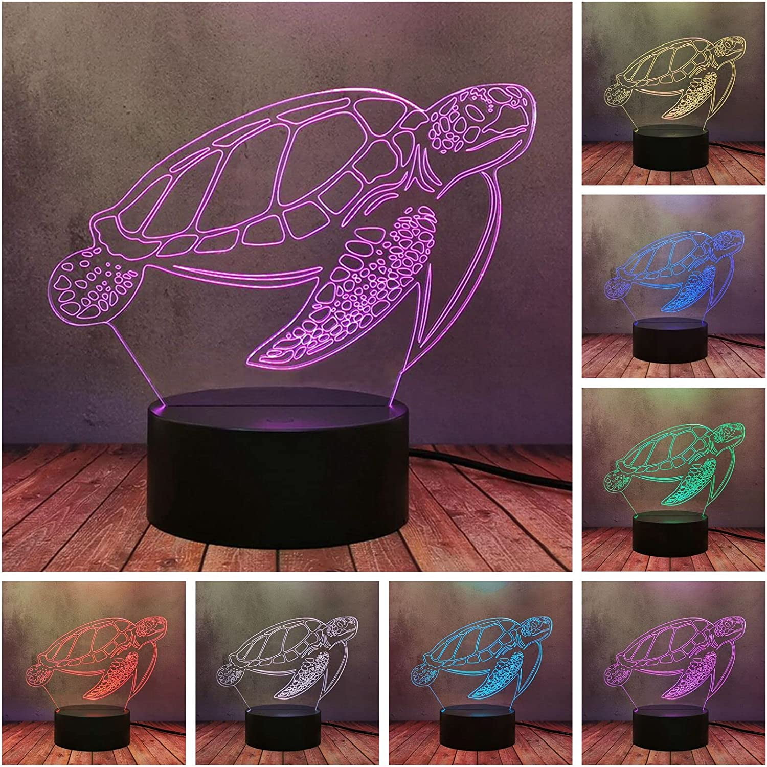 YSITIAN Cartoon Cute Animal Model LED Lamp Sea Turtle Chelonia mydas 3D ...