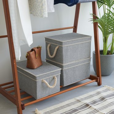 Foldable Fabric Storage Bins with Lids & Handles, Collapsible Storage ...