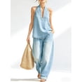 Women's Fashion Halter Denim Sets, Cozy Minimalist Two-Piece Denim Set ...