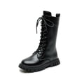 Girls' Lace‑up Mid‑Calf Combat Boots, Non‑slip Platform Fashion Boots ...