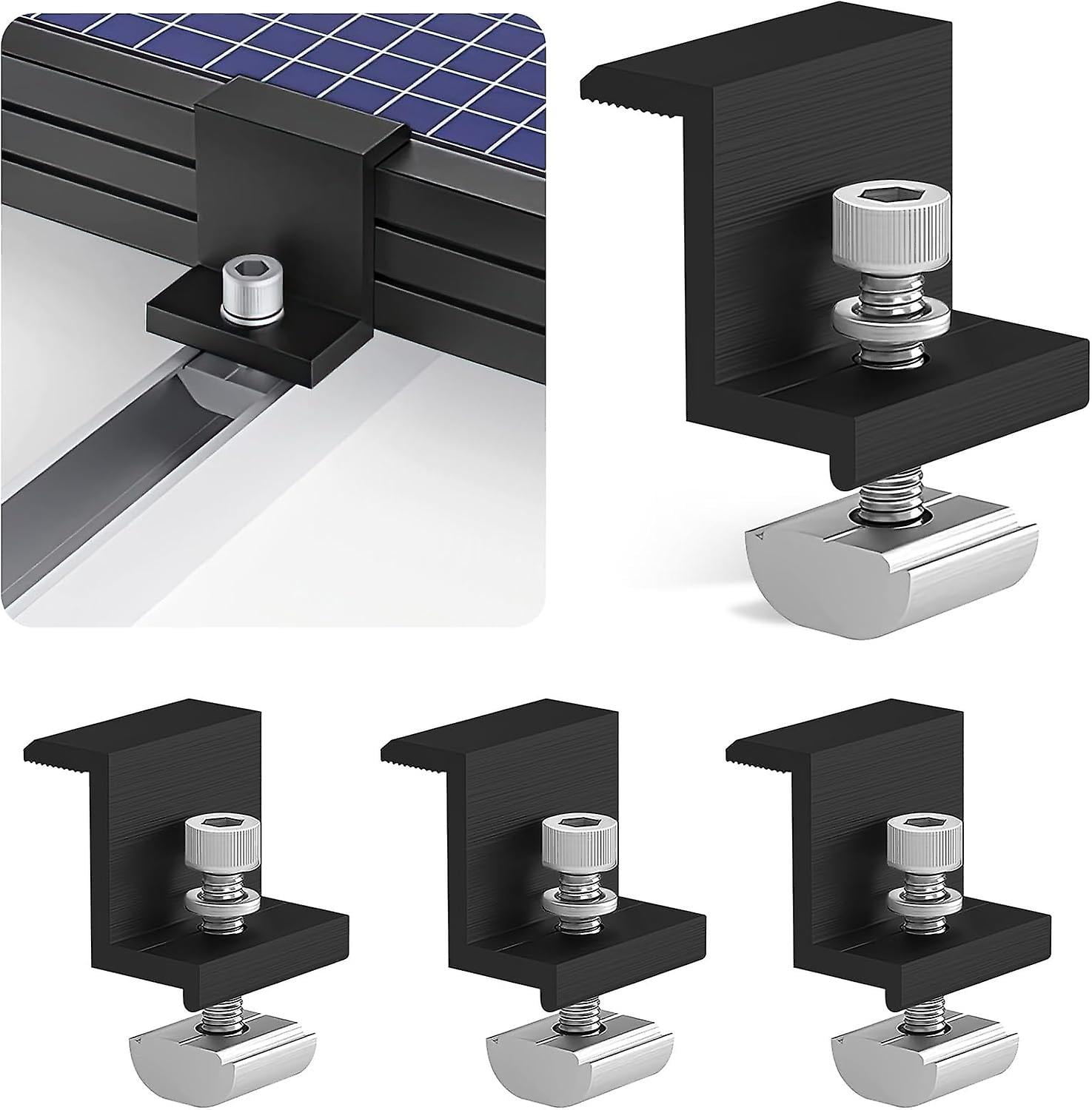 4 Pieces Solar Panel Edge Clamp Brackets 30mm Aluminum Solar Panel ...